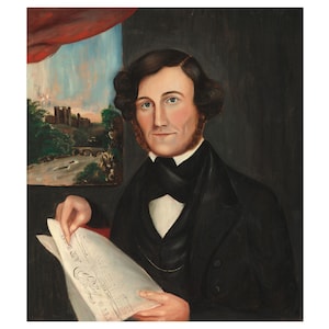 Vintage Portrait Painting of Man Reading, Antique Prints Wall Art ...