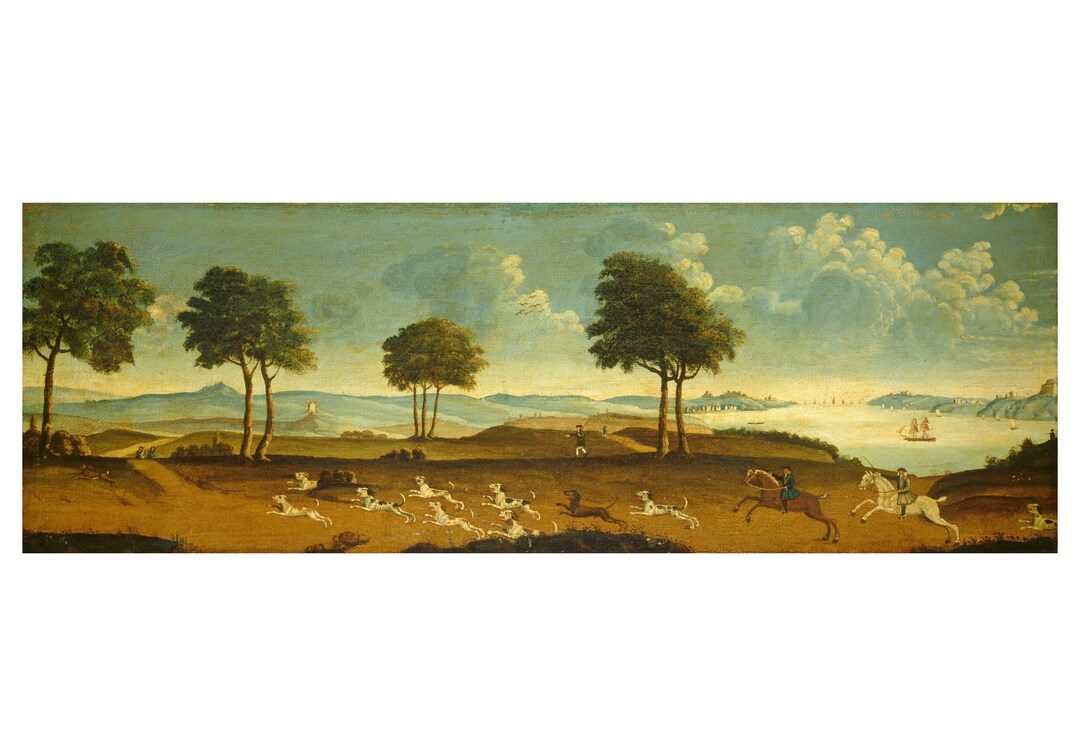 Colonial Fox Hunting Art Print: 18th Century Harbor Scene (digital ...
