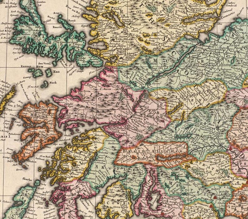 1689 Antique Scotland Map Digital Download | Vintage Wall Art Poster ...