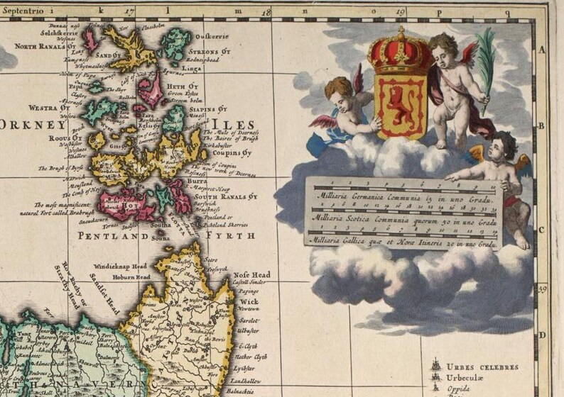 1689 Antique Scotland Map Digital Download | Vintage Wall Art Poster ...