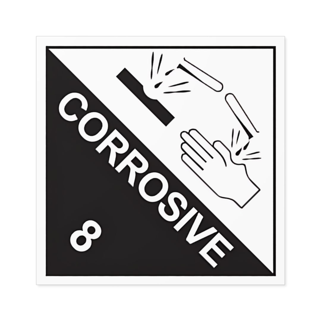 Corrosive Hazard Class 8 Square Sticker: Industrial Safety Label - Etsy