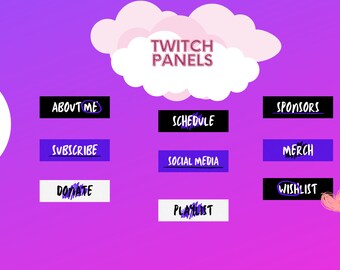 12 Pack Twitch Panels Purple Aesthetic Stream Panels Aesthetic Twitch ...