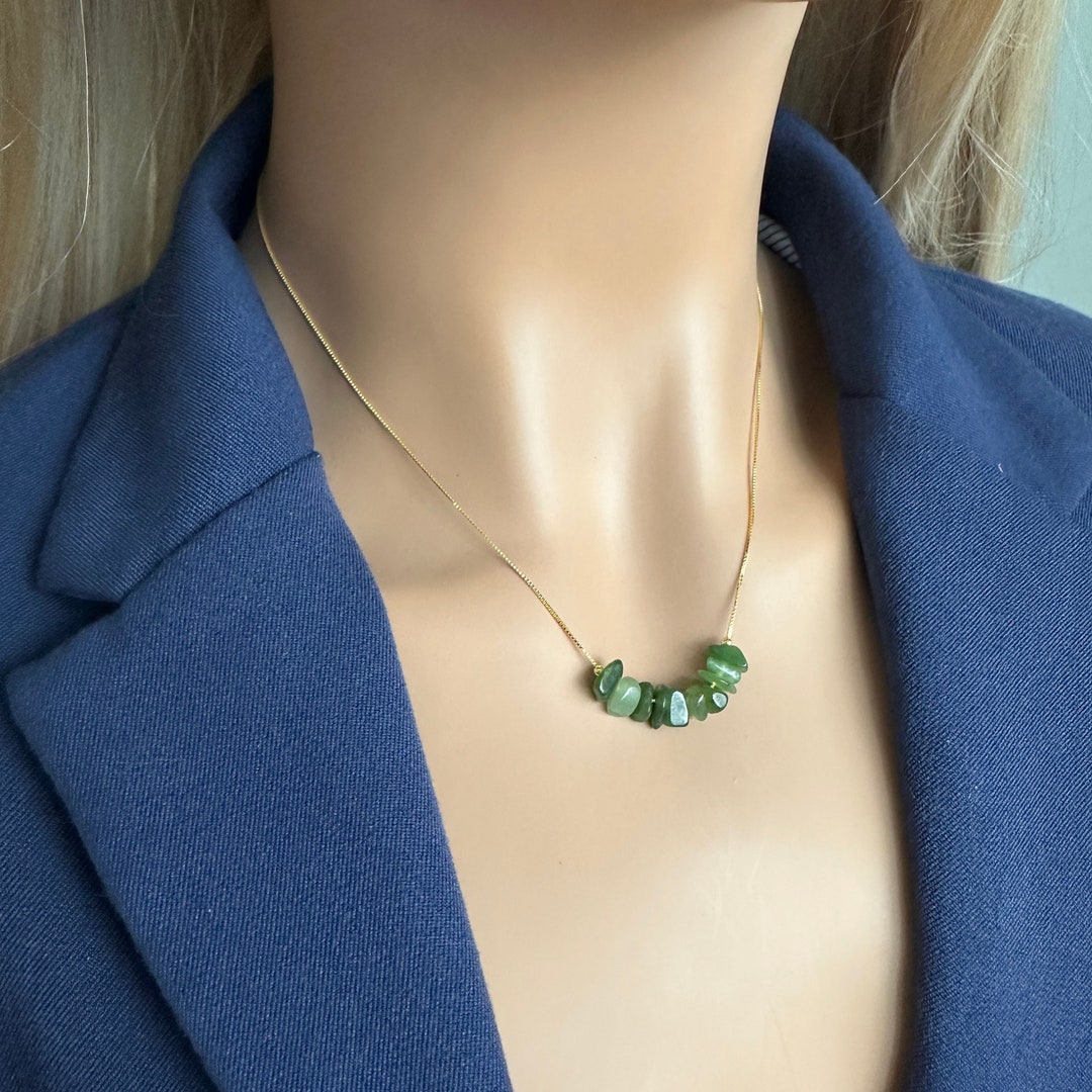Jade Necklace, Canadian Green Jade Necklace, Irregular Jade Stone ...