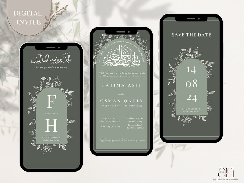Sage Green Islamic Wedding Nikkah Invite - Etsy