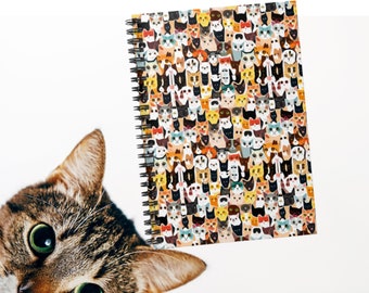 Black Cat Spiral Notebook. Cute Spiral Journal. Animal Lover Notebook ...