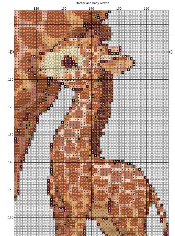 Giraffe Cross Stitch Pattern, Giraffe Mother and Baby Cross-stitch ...