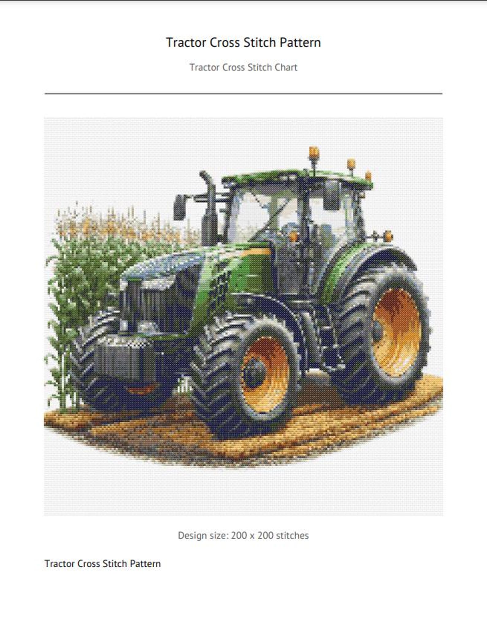 Tractor Cross Stitch Pattern, Farm Embroidery Design (PDF Pattern) - Etsy