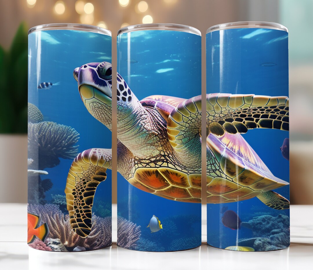 Sea Turtle Tumbler Wrap PNG, 20 Oz Skinny Tumbler Wrap, Sea Turtle PNG ...