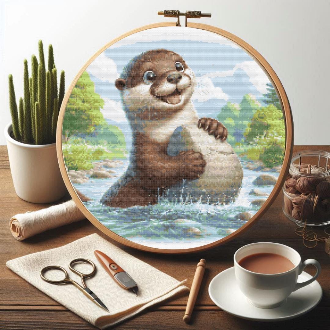 Otter Cross Stitch Pattern PDF, Instant Digital PDF Download, Cute ...