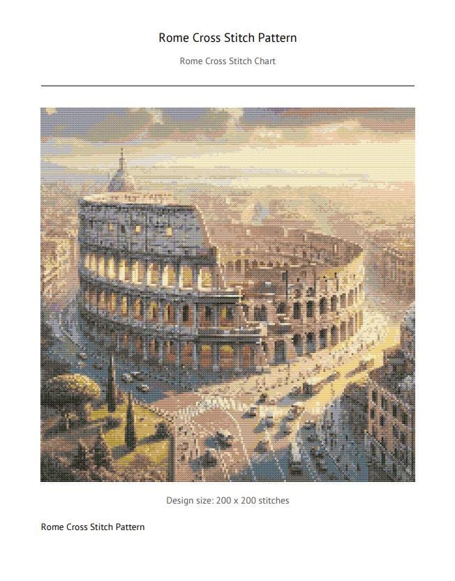 Rome Colosseum Cross Stitch Pattern, Italian Cityscape (PDF Pattern) - Etsy