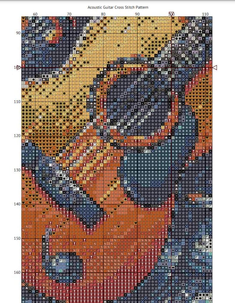 Acoustic Guitar Cross Stitch Pattern, Music Embroidery (PDF Pattern) - Etsy