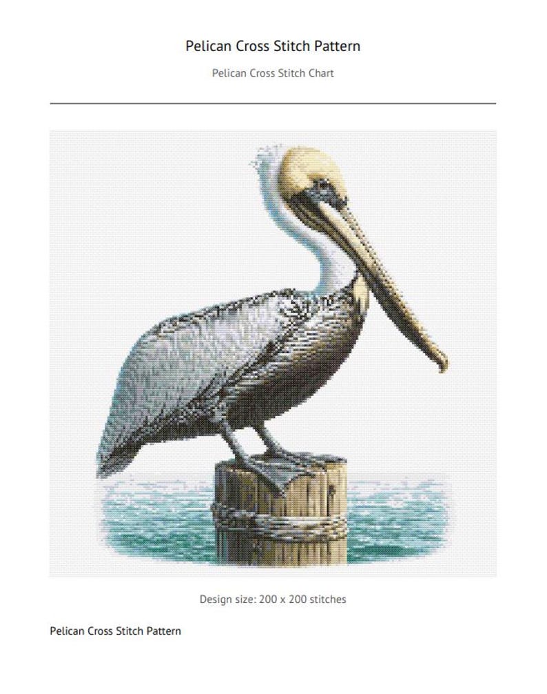 Pelican on Pier Cross Stitch Pattern, Nautical Bird (PDF Download) - Etsy