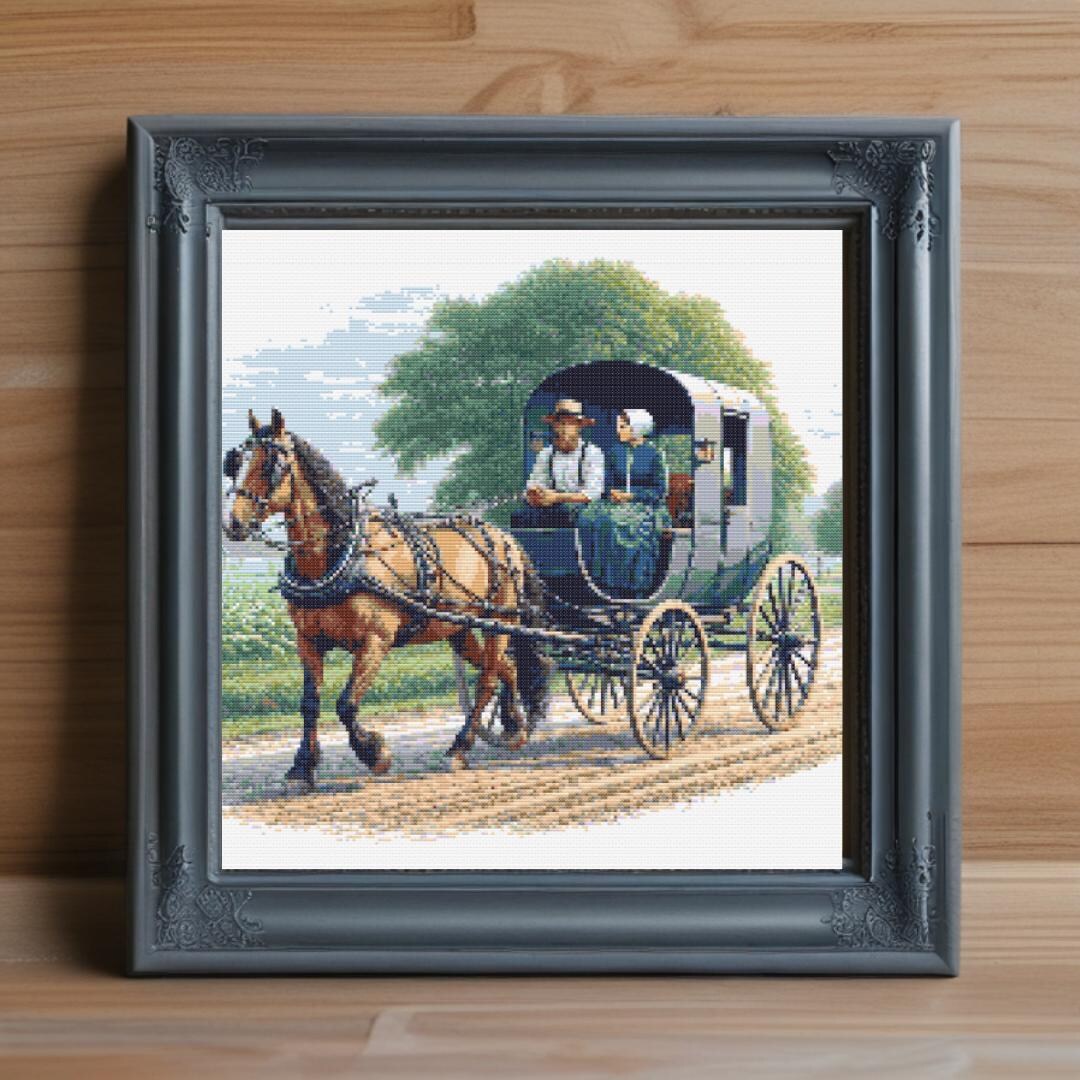 Amish Couple Cross Stitch Pattern: Rustic Folk Art (PDF Downloadable ...