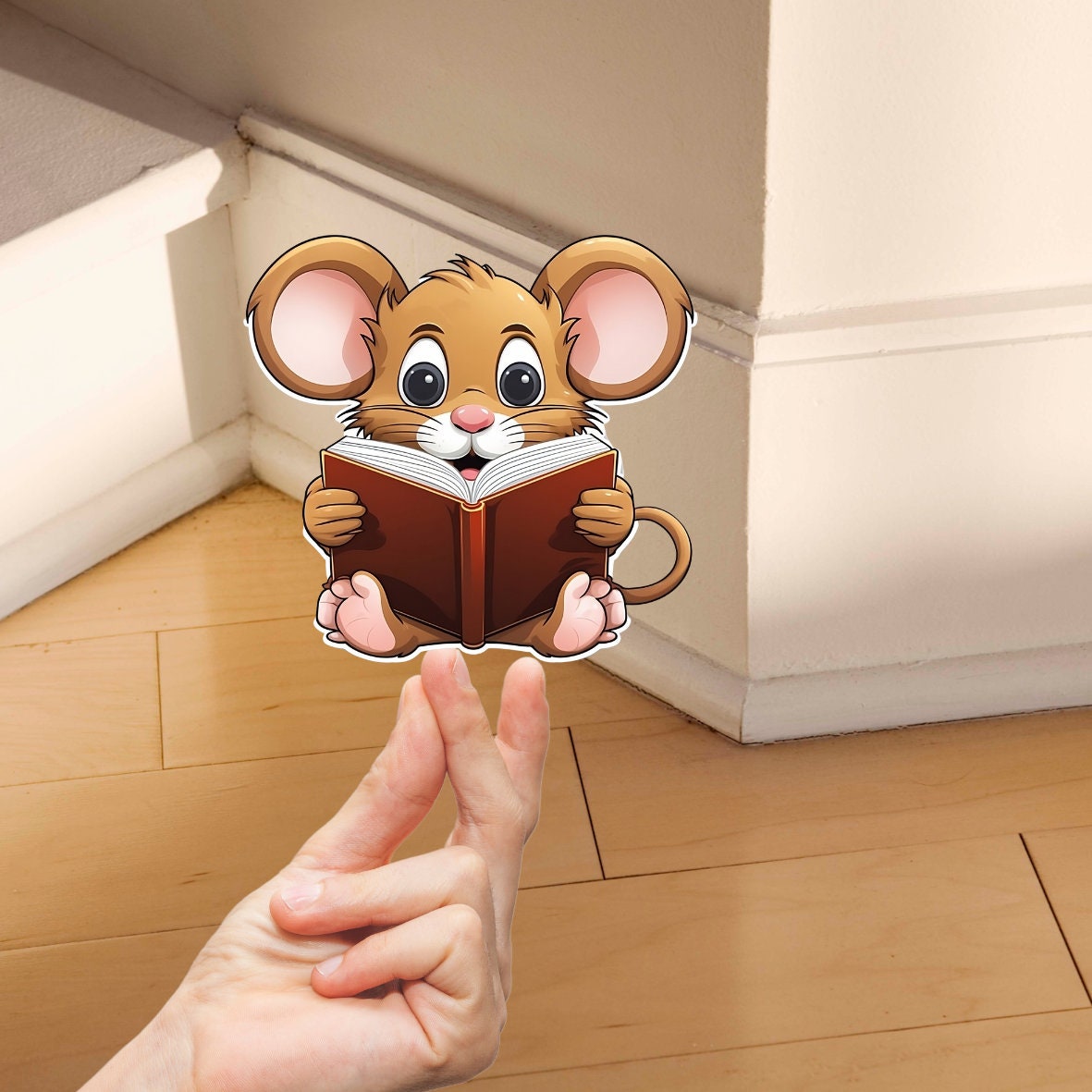 3D Mouse Reading Book Sticker, 3D Mouse Sticker, Mouse Reading Book ...