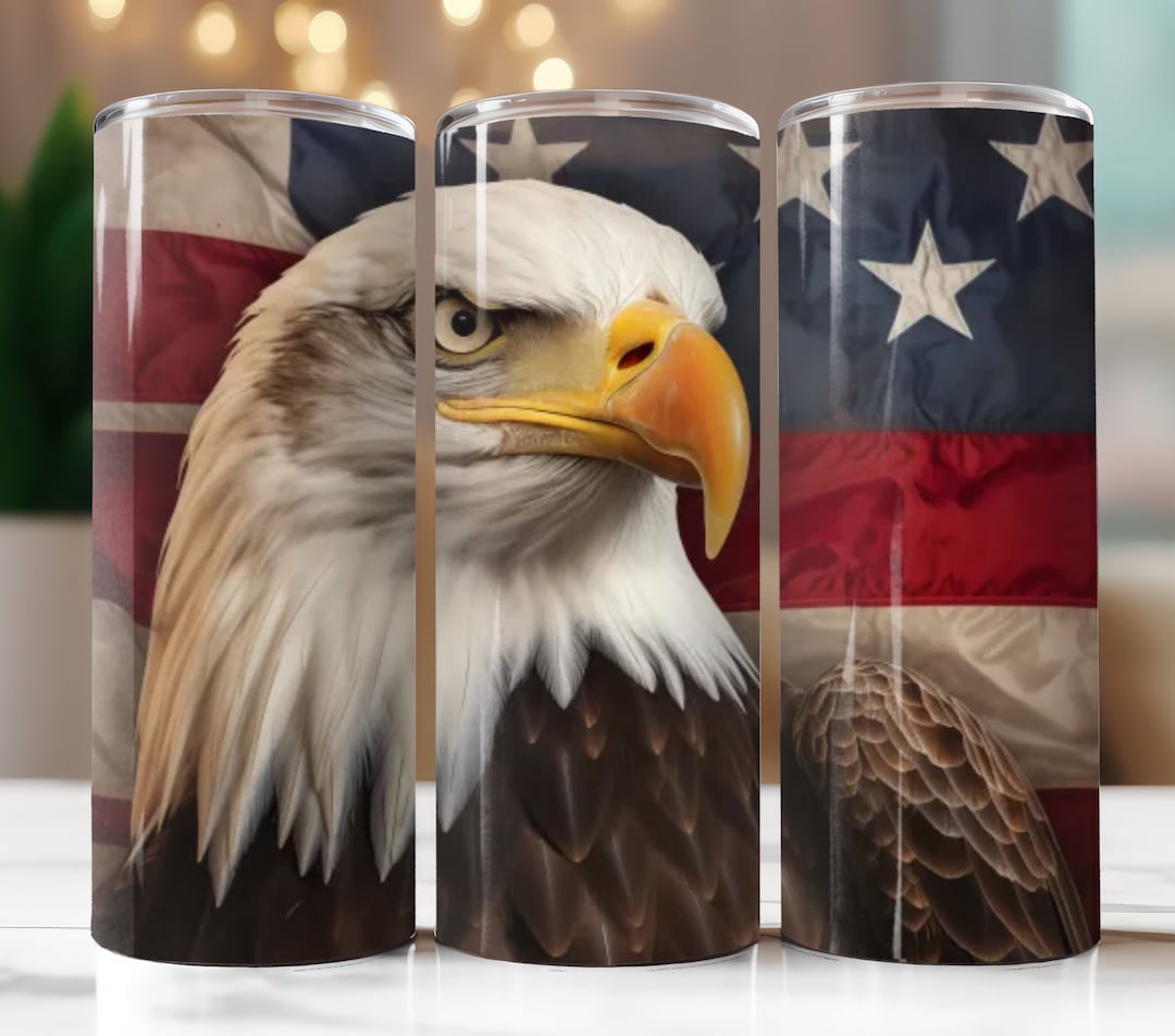 Bald Eagle Tumbler Wrap for 20 Oz Skinny Tumbler, Sublimation Design ...