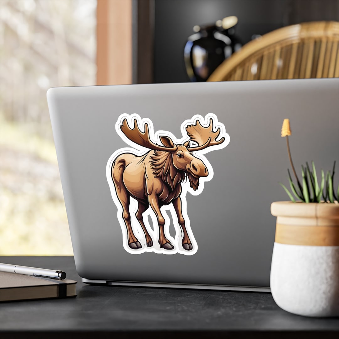 Moose Vinyl Waterproof Sticker, Vinyl Moose Sticker, Funny Lonely Moose ...