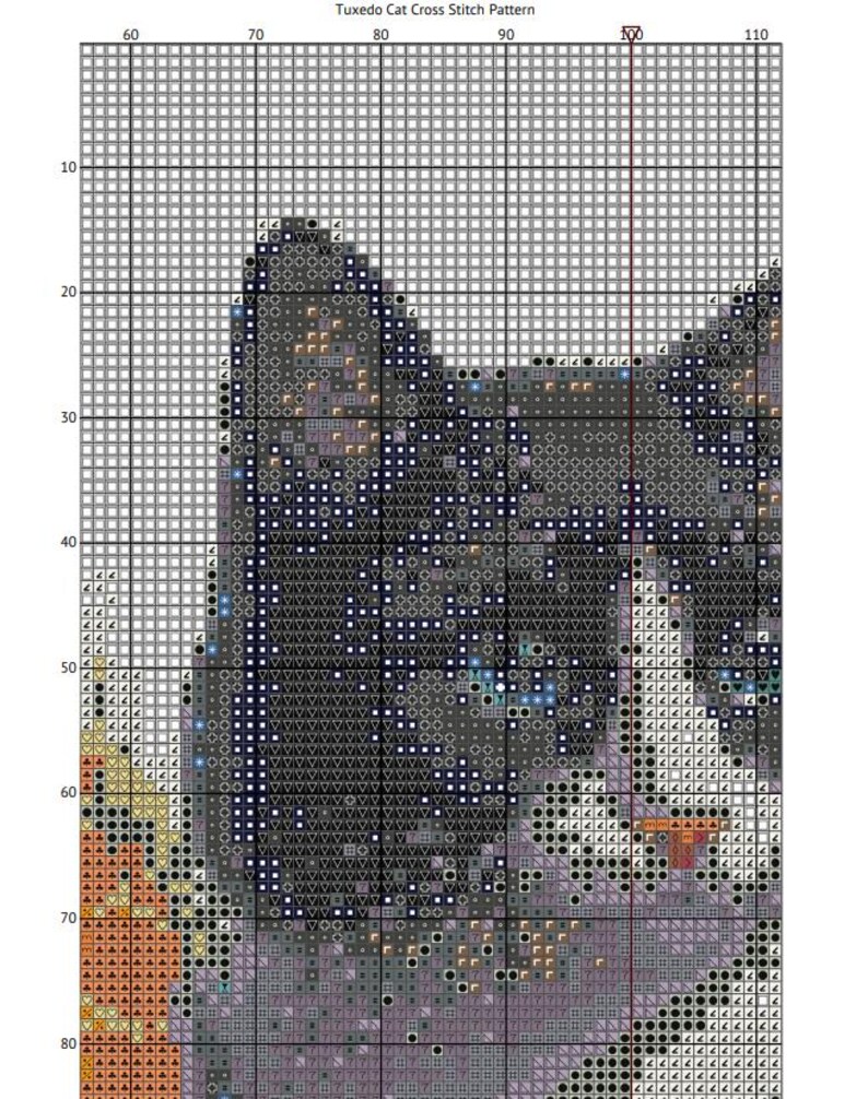 Tuxedo Cat Cross Stitch Pattern, Feline Needlepoint (PDF Pattern) - Etsy