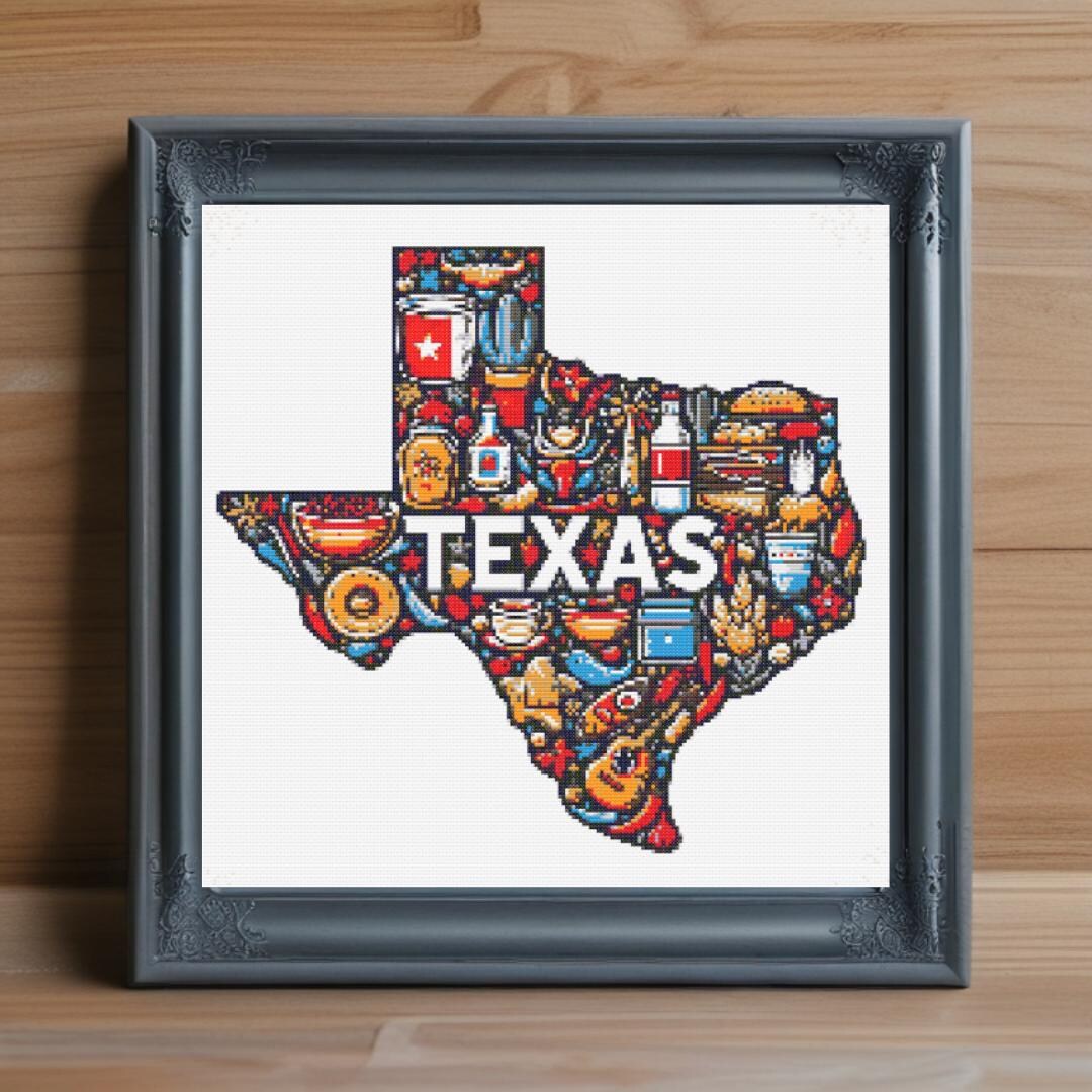 Texas Cross Stitch Pattern, State Map Embroidery (PDF Download) - Etsy UK
