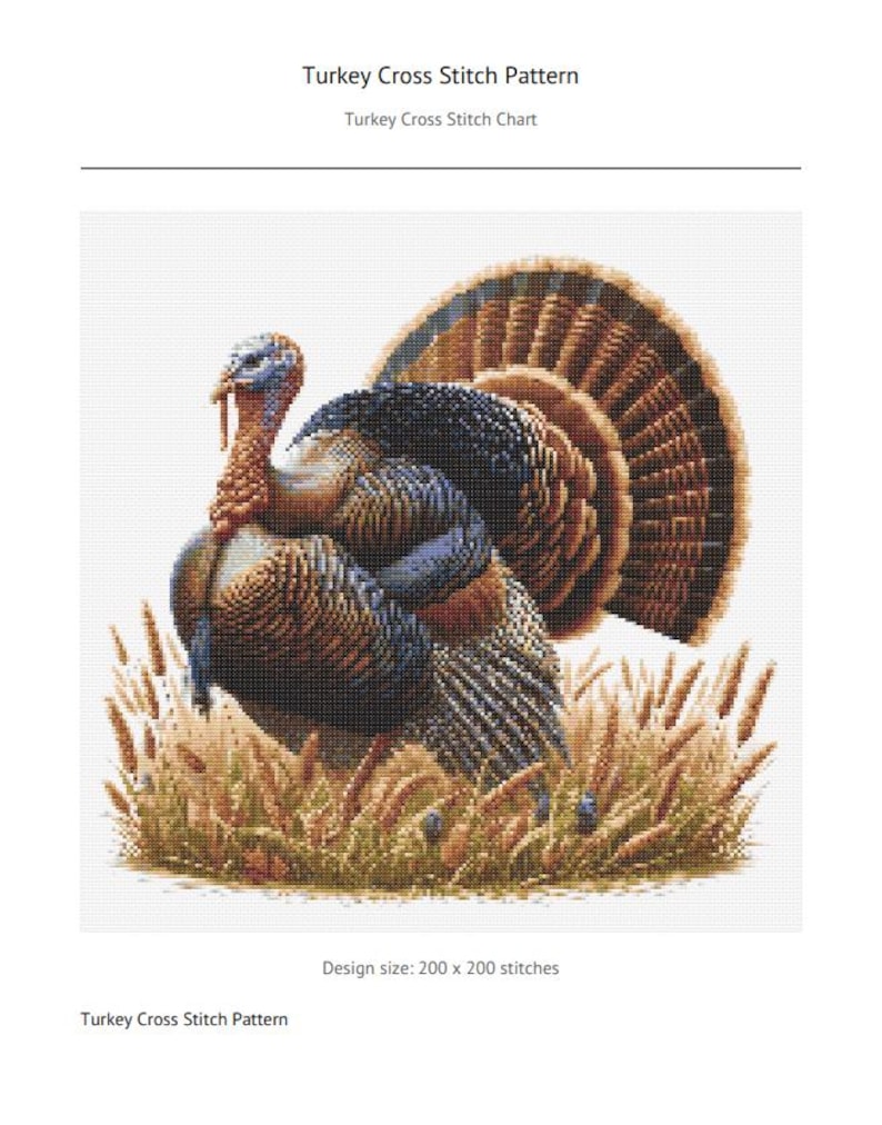 Thanksgiving Turkey Cross Stitch Pattern, Autumn Embroidery (PDF ...