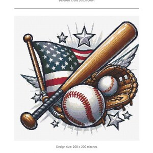 Baseball Cross Stitch Pattern PDF, Sports Cross Stitch Chart for ...