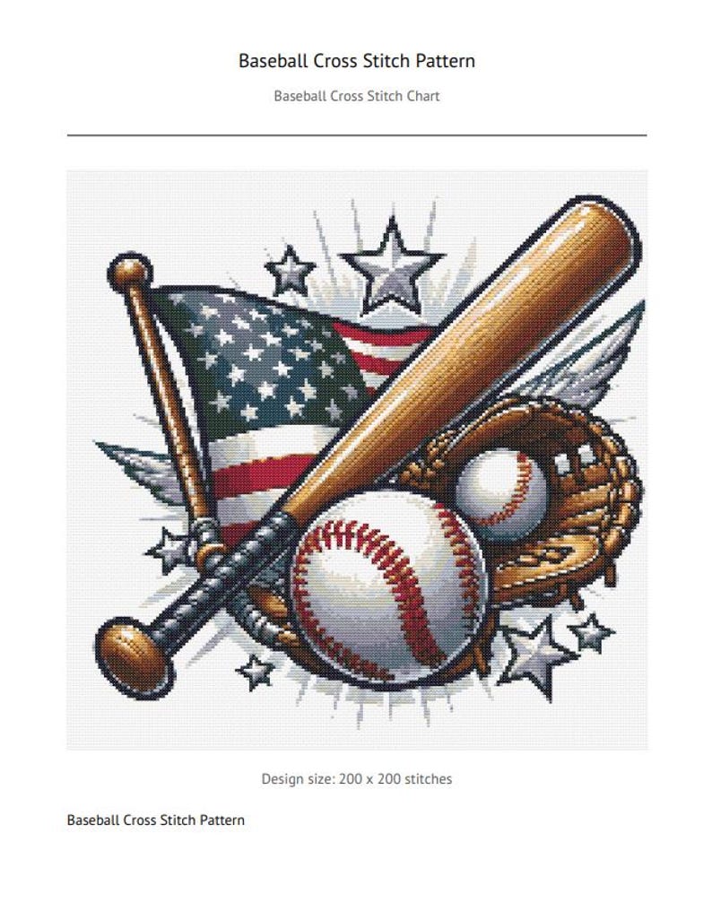 Baseball Cross Stitch Pattern PDF, Sports Cross Stitch Chart for ...