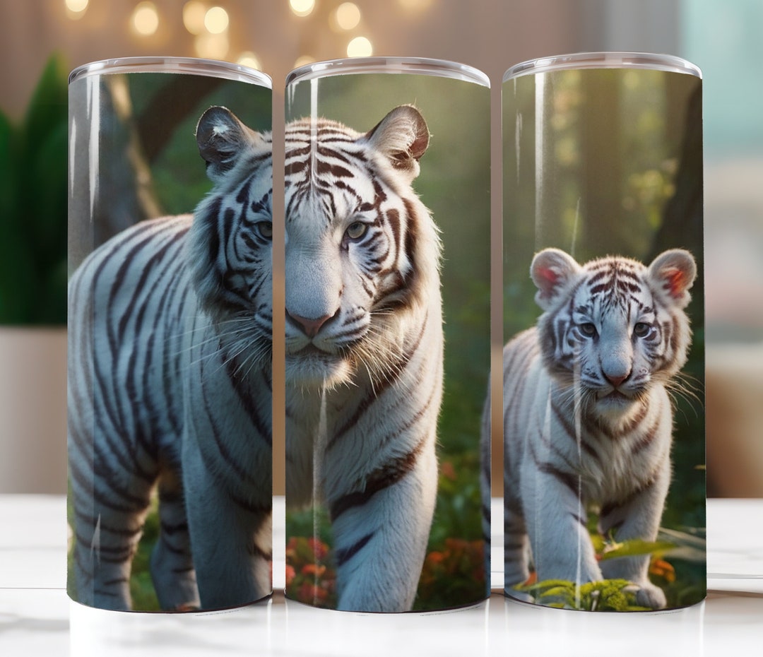 White Tiger Tumbler Wrap, 3D Wildlife Design (PNG Digital Download) - Etsy