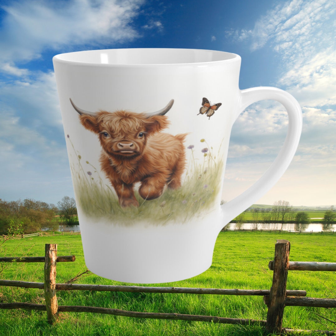 12OZ Latte Mug, Baby Highland Cow Mug, Highland Cow Mug, Highland Cow ...