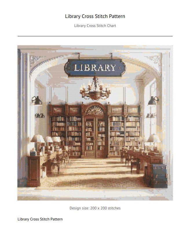 Library Bookshelf Cross Stitch Pattern, Book Lover Embroidery (PDF) - Etsy