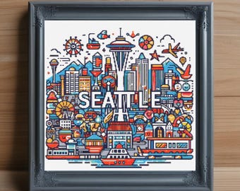 Frasier Seattle Skyline Cross Stitch Pattern - Etsy