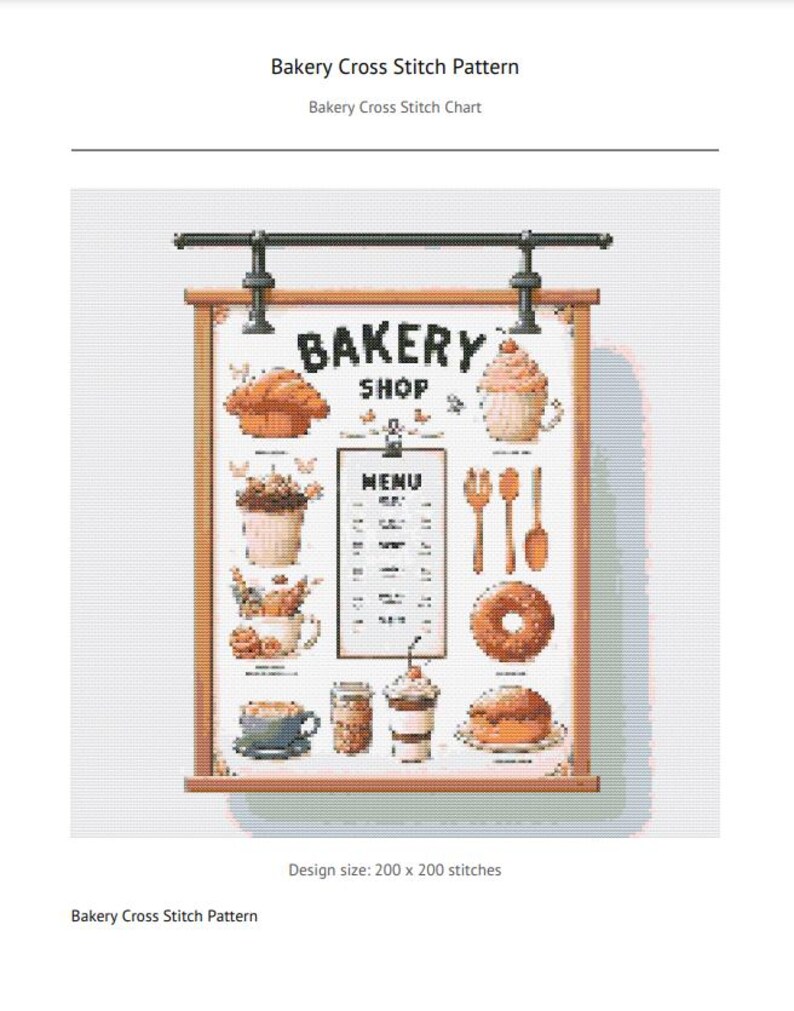 Bakery Cross Stitch Pattern, Kitchen Decor (PDF Download) - Etsy