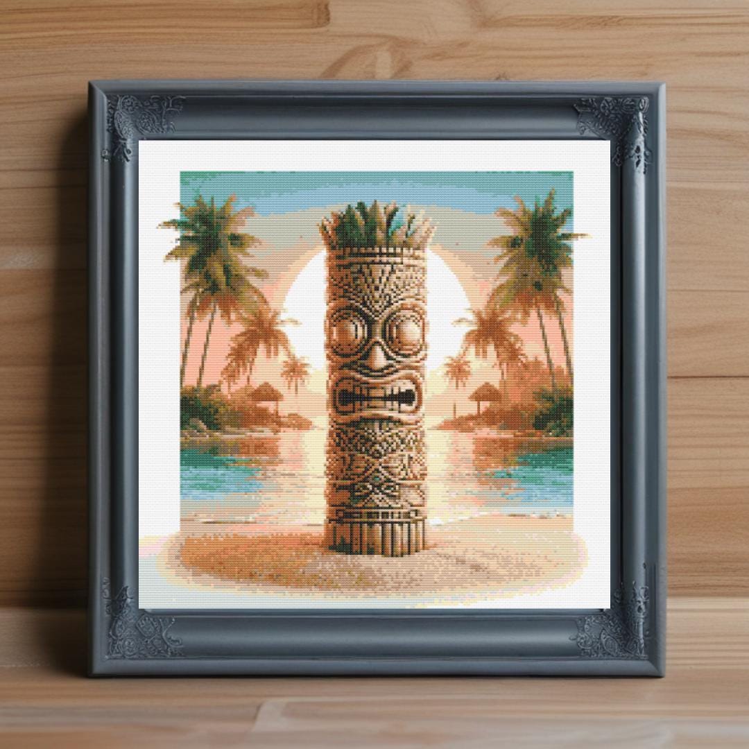 Tiki Cross Stitch Pattern PDF, Polynesian Mask Needlepoint Chart ...