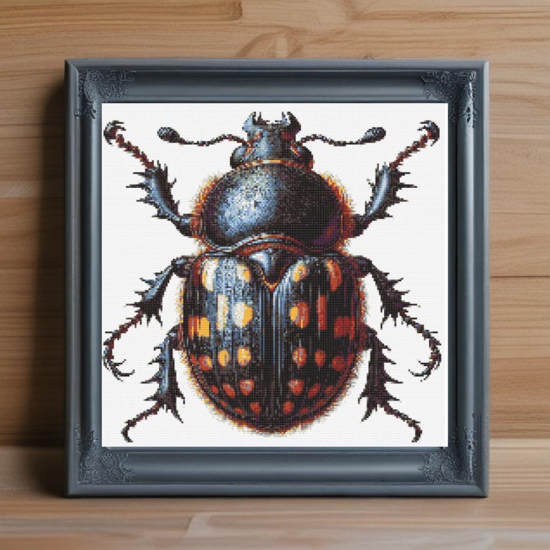 Beetle Cross Stitch Pattern PDF, Insect Embroidery PDF Pattern, Modern ...