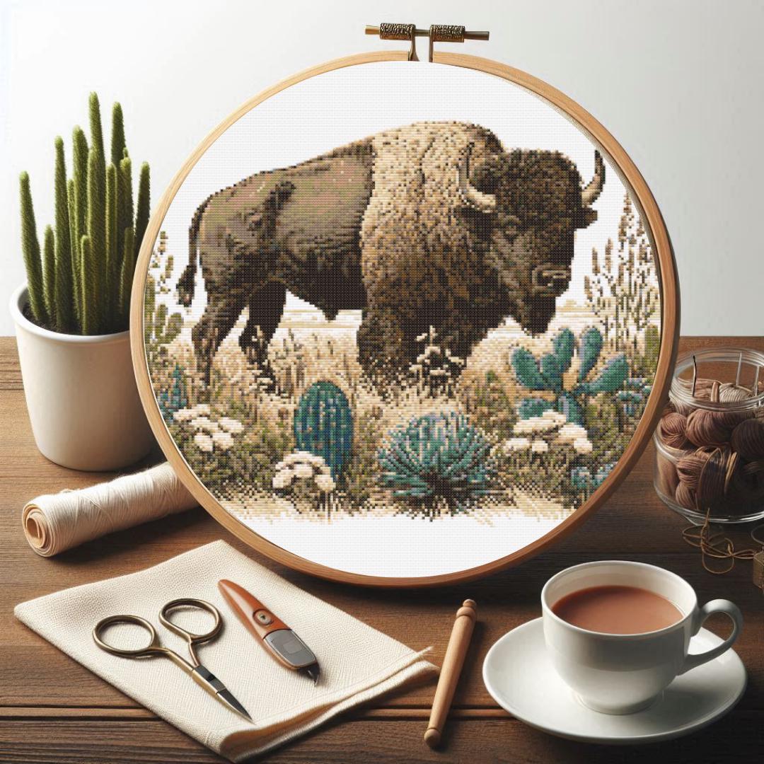 Rustic Buffalo Cross Stitch Pattern, Wildlife Needlepoint (PDF Download ...