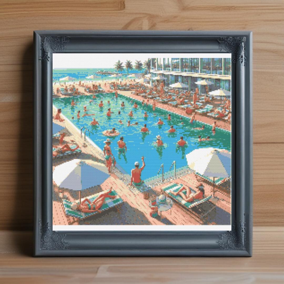 Swimming Cross Stitch Pattern PDF, Swimmer Needlepoint Design, Water ...
