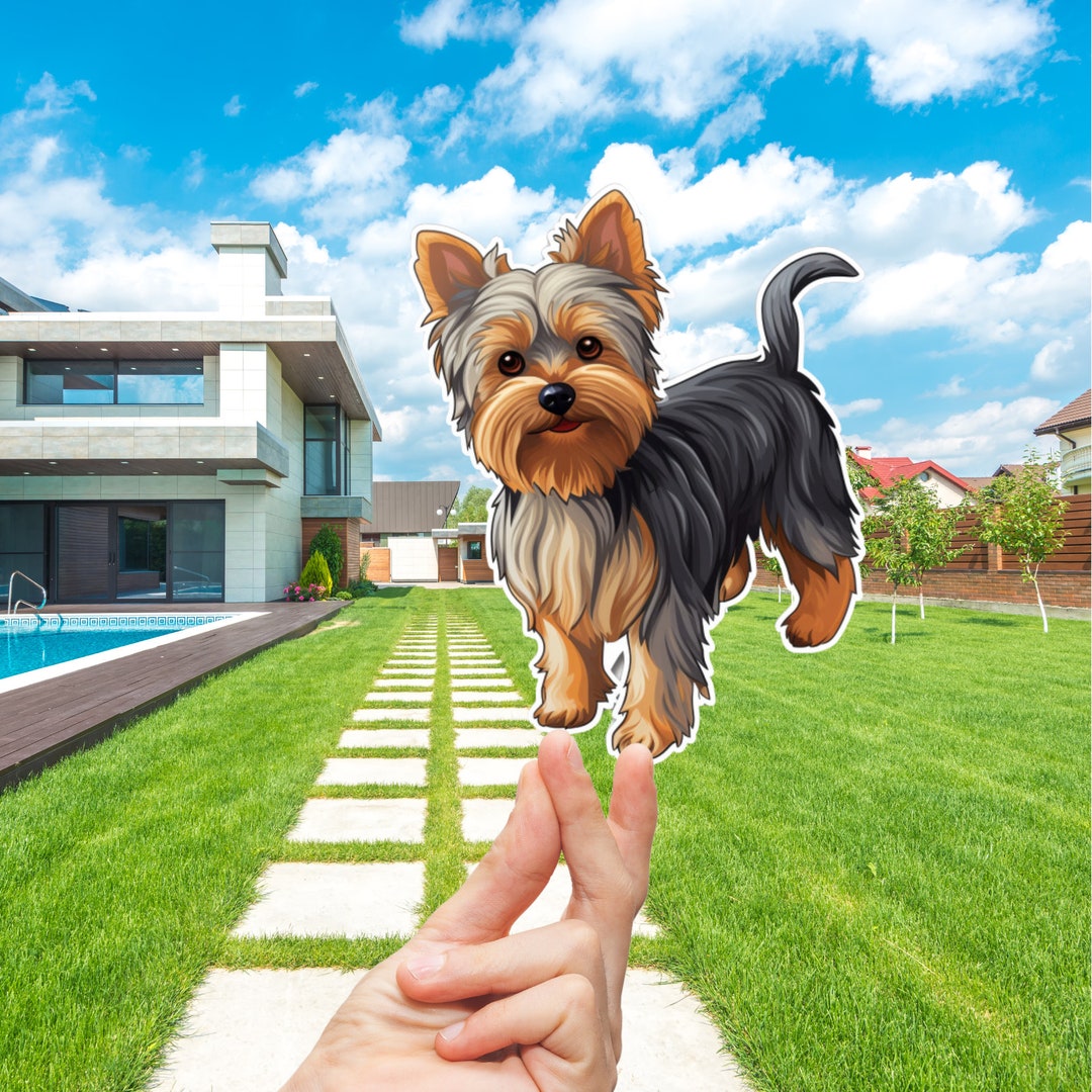 Cute Yorkie Car Sticker, Yorkie Car Waterproof Sticker, Yorkie Car ...