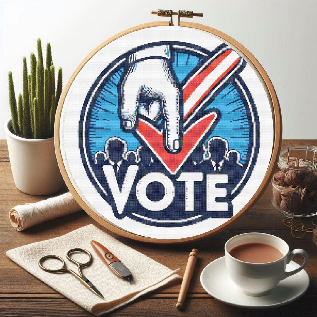 VOTE Cross Stitch Pattern, Political Embroidery Design (PDF Download ...