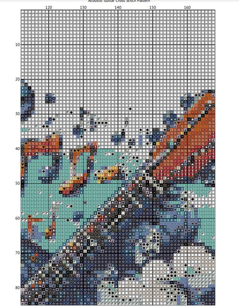 Acoustic Guitar Cross Stitch Pattern, Music Embroidery (PDF Pattern) - Etsy