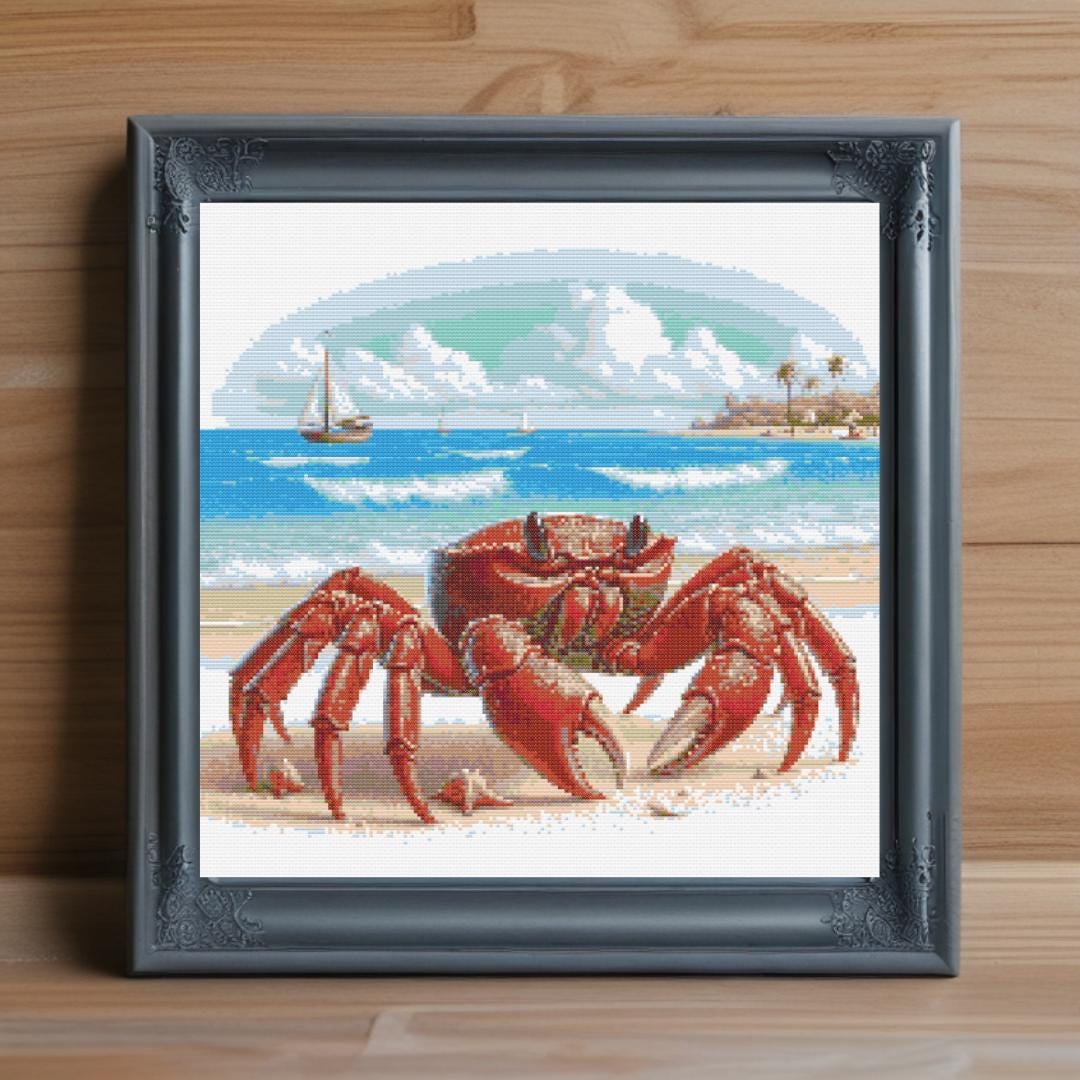 Crab Cross Stitch Pattern PDF, Nautical Beach Embroidery Design ...