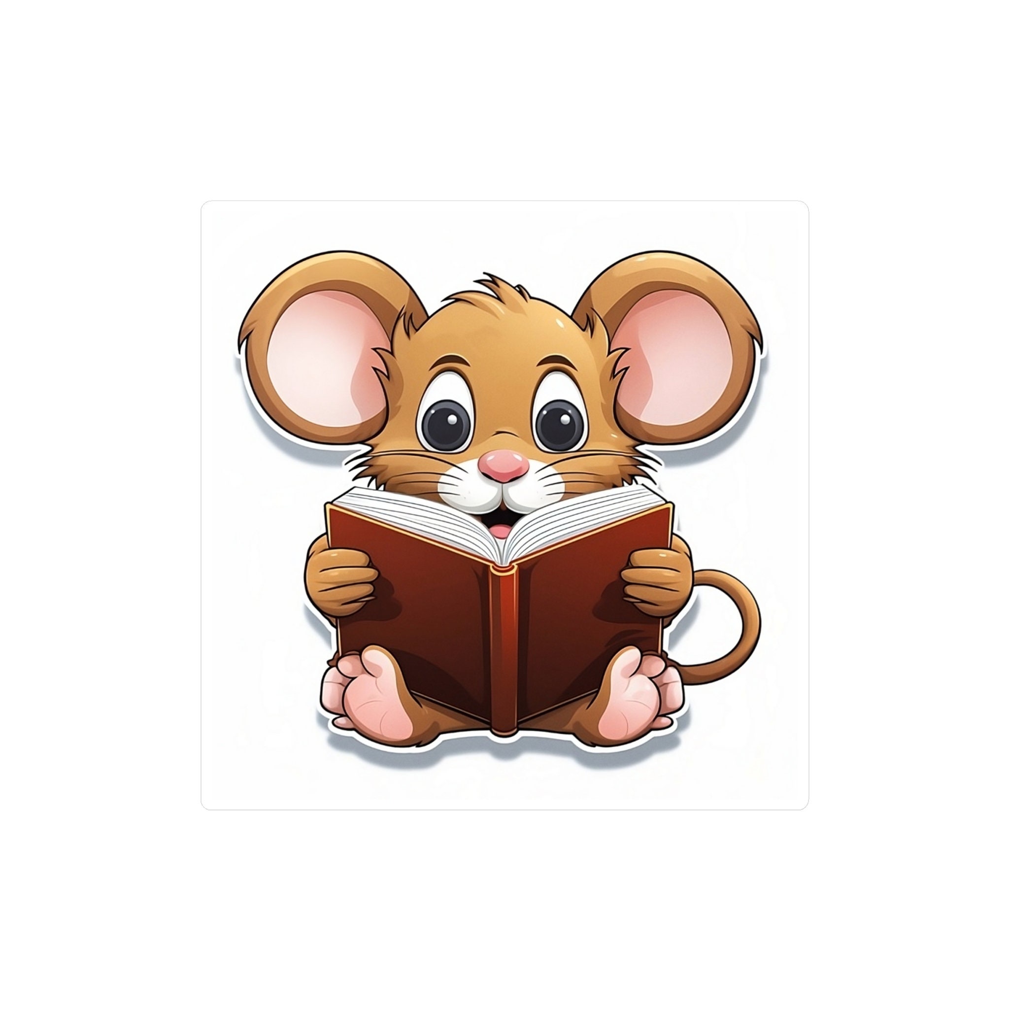 3D Mouse Reading Book Sticker, 3D Mouse Sticker, Mouse Reading Book ...