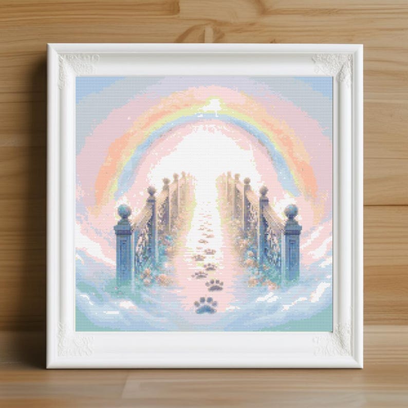 Rainbow Bridge Pet Memorial Cross Stitch Pattern (PDF Download) - Etsy