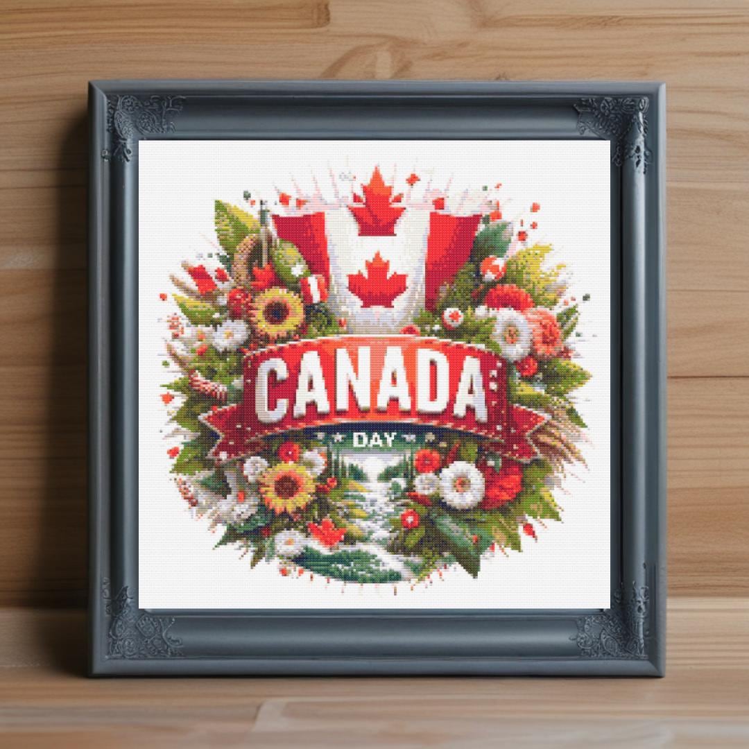 Canada Day Cross Stitch Pattern PDF, Canadian Flag Embroidery Design ...