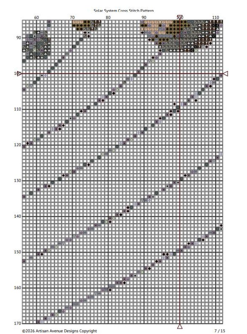 Solar System Cross Stitch Pattern, Planets Embroidery Chart, Space ...