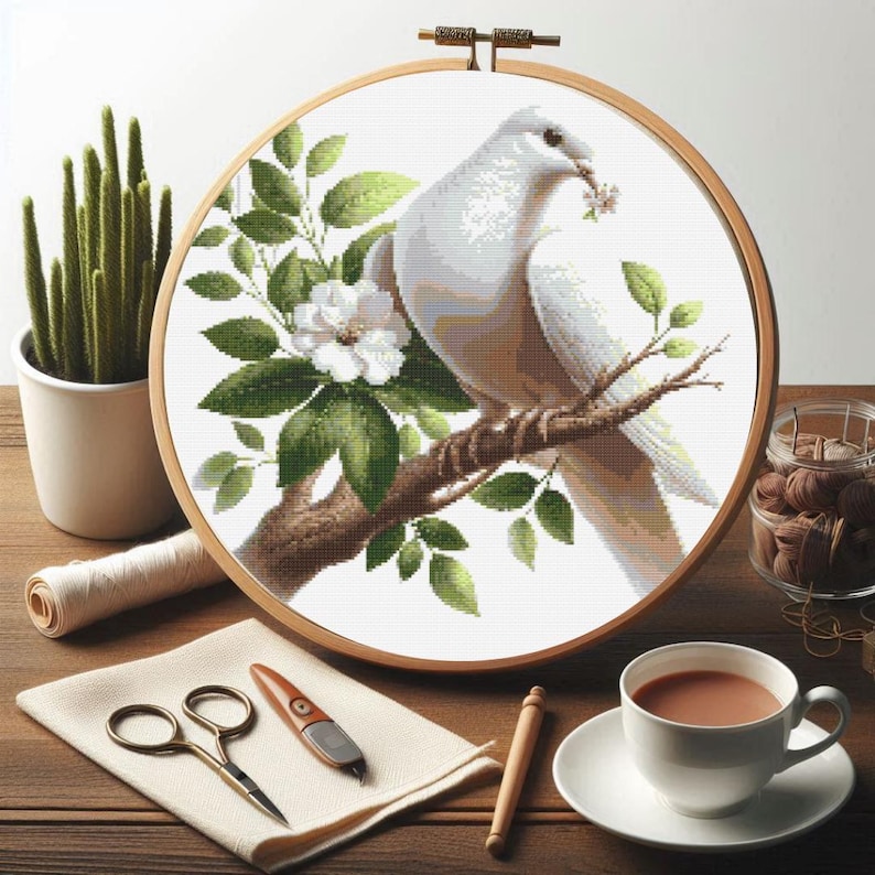 Dove Cross Stitch Pattern PDF, Peace Dove Embroidery Design, Instant ...