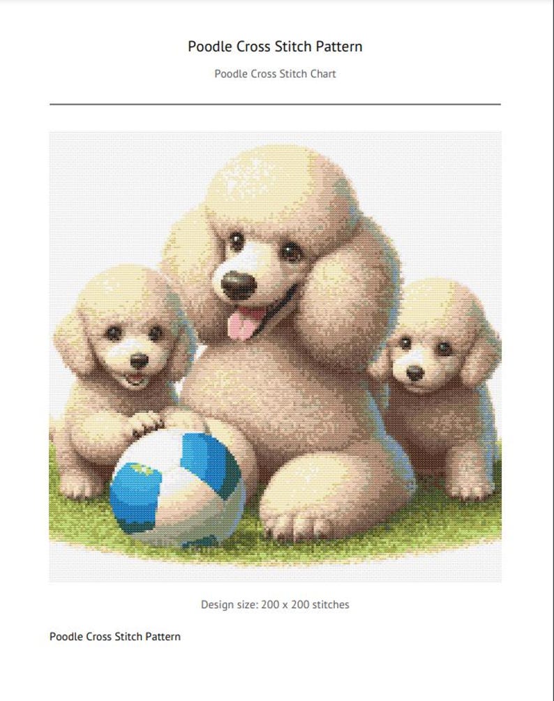 Poodle Cross Stitch Pattern: Dog Embroidery Design (PDF Download) - Etsy