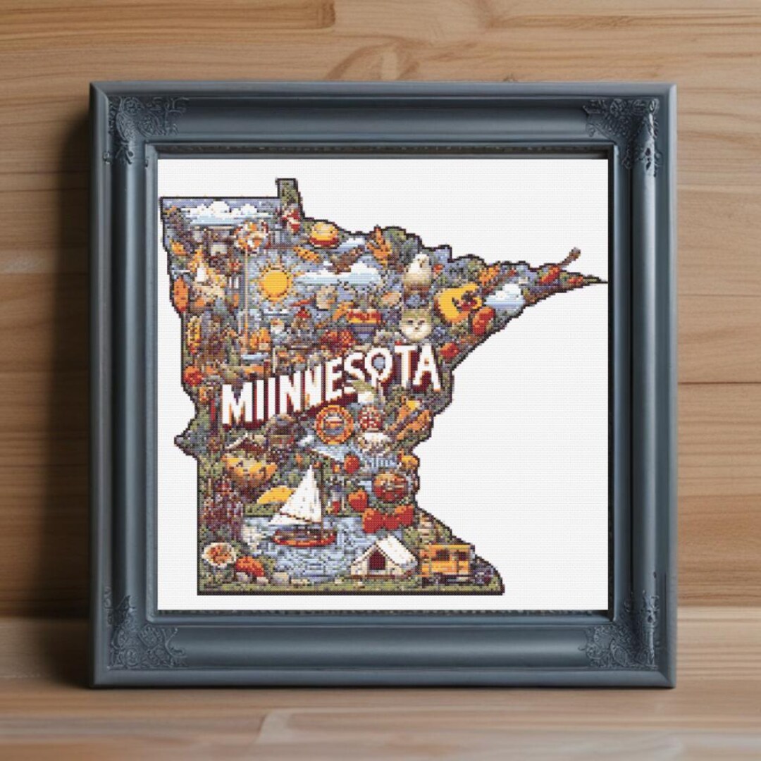 Minnesota Cross Stitch Pattern PDF, DIY Embroidery Kit & Craft, Digital ...