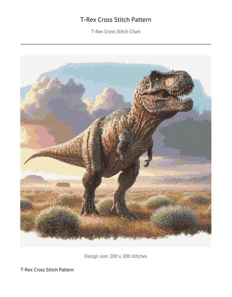 T-rex Cross Stitch Pattern PDF, Dinosaur Embroidery Design ...