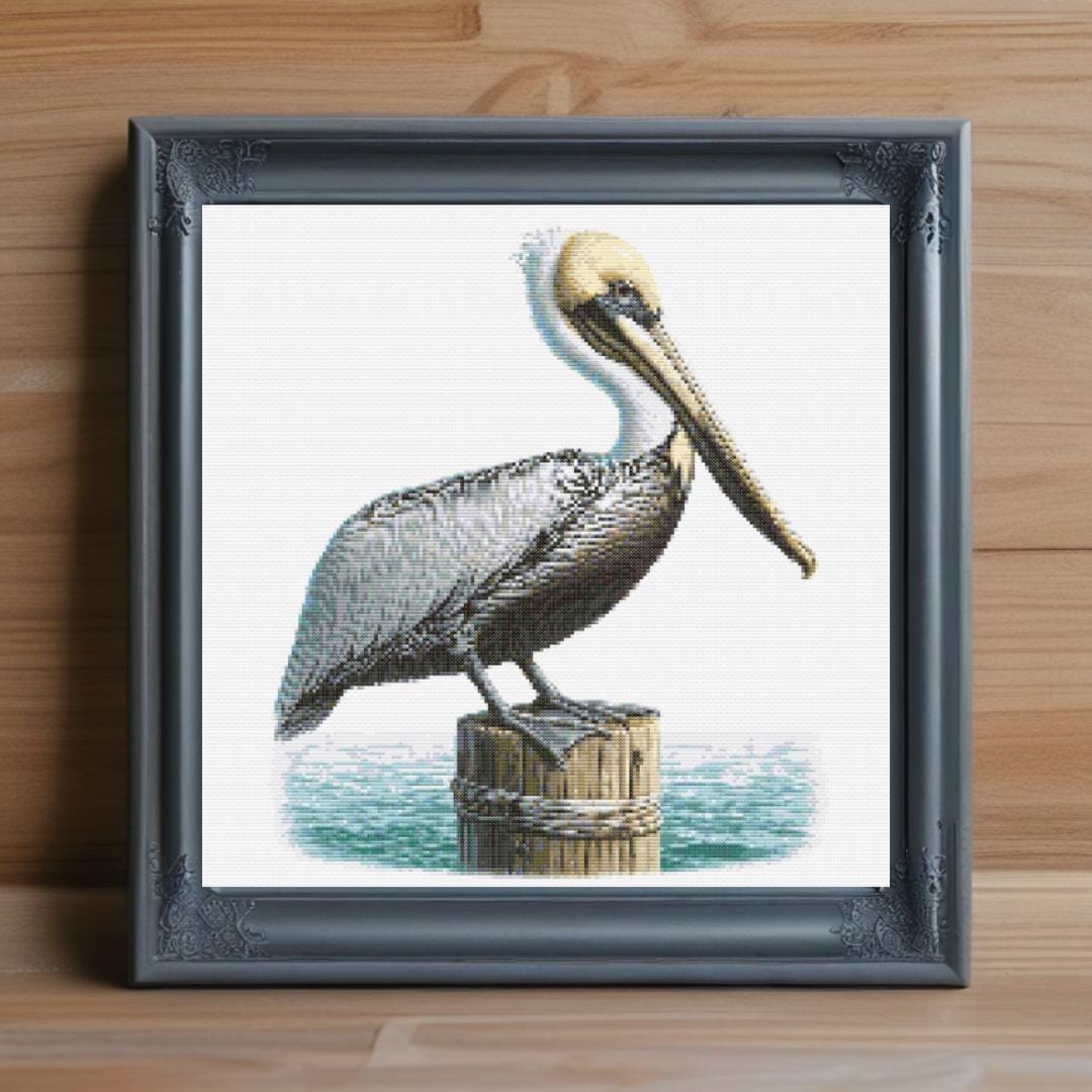 Pelican on Pier Cross Stitch Pattern, Nautical Bird (PDF Download) - Etsy