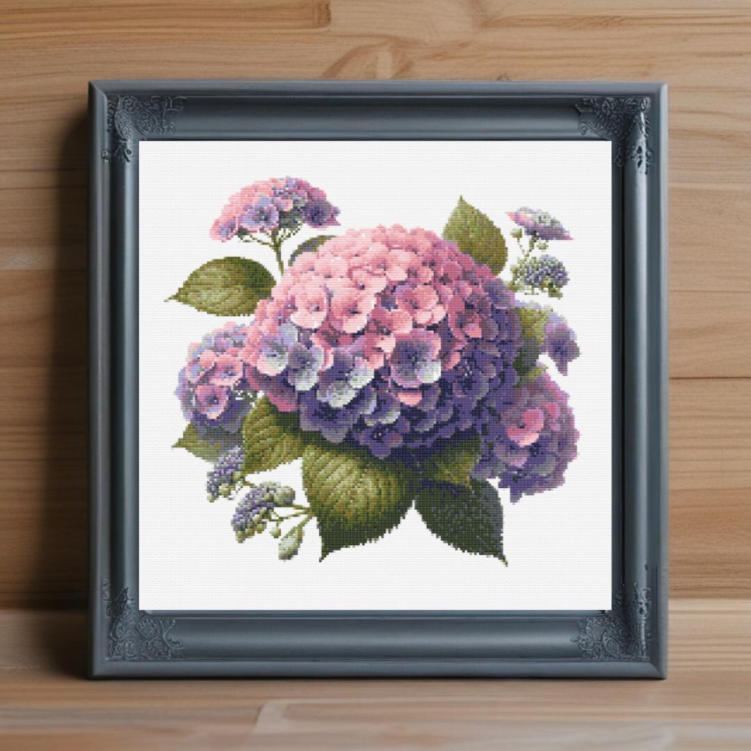 Hydrangea Floral Cross Stitch Pattern, Beginner Embroidery (PDF ...
