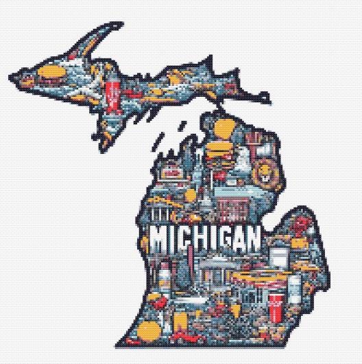 Michigan Cross Stitch Pattern PDF, DIY Cross Stitch Kit, Digital PDF ...