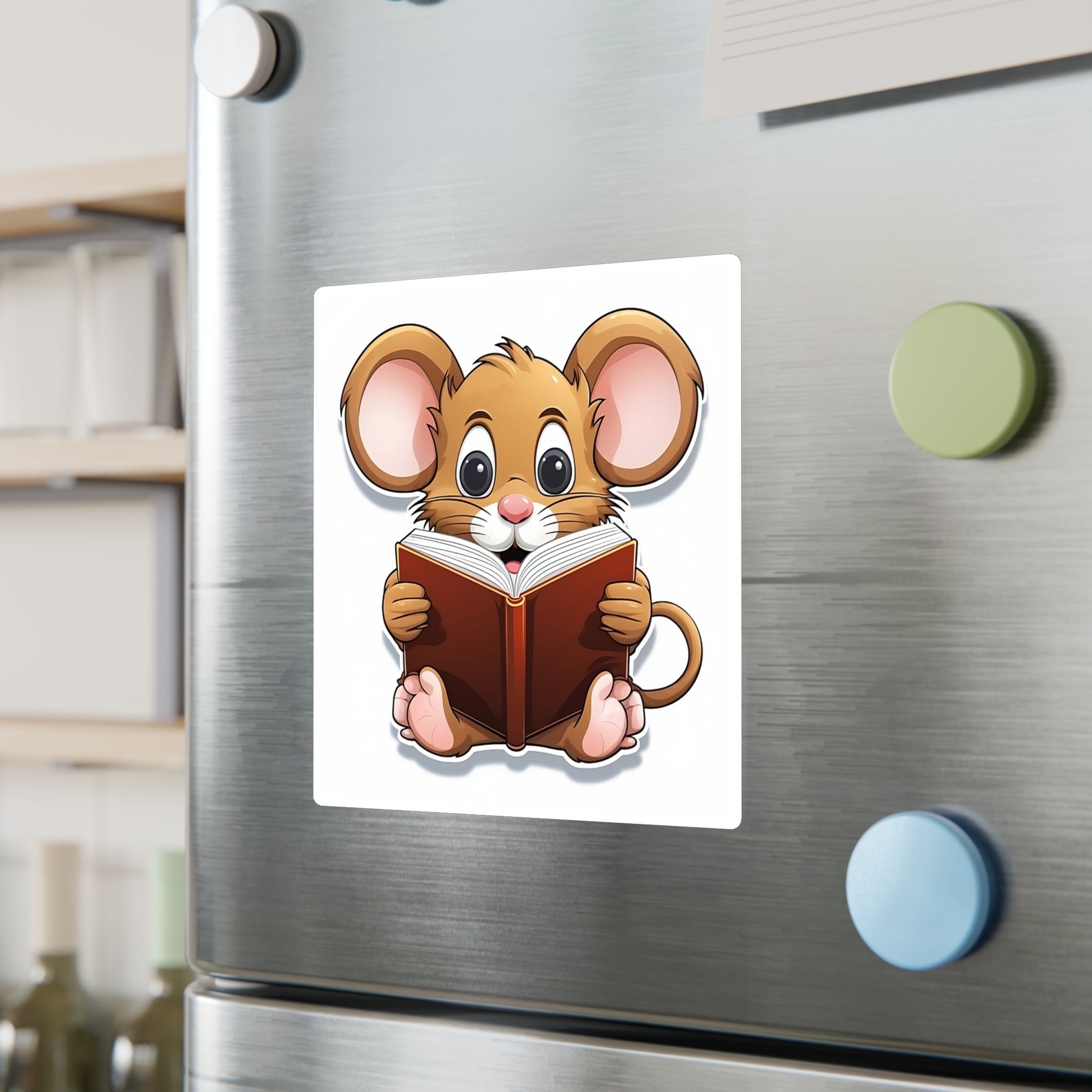 3D Mouse Reading Book Sticker, 3D Mouse Sticker, Mouse Reading Book ...